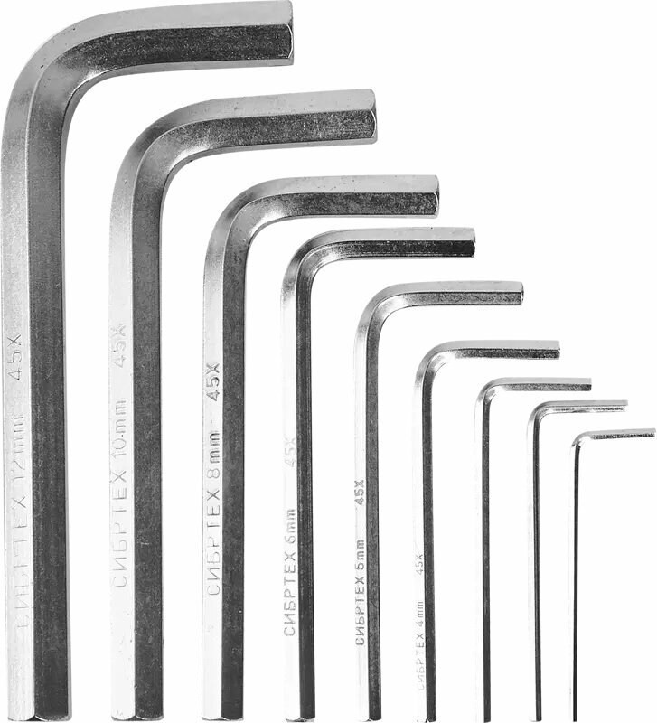 Набор ключей имбусовых шестигранных Сибртех 12316 2-12 мм, 9 предметов