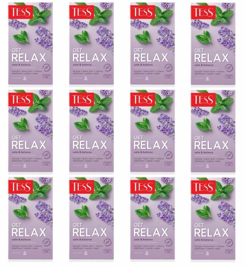 Tess Чай травяной Get Relax, 20 пакетиков/уп, 12 упаковок в коробке
