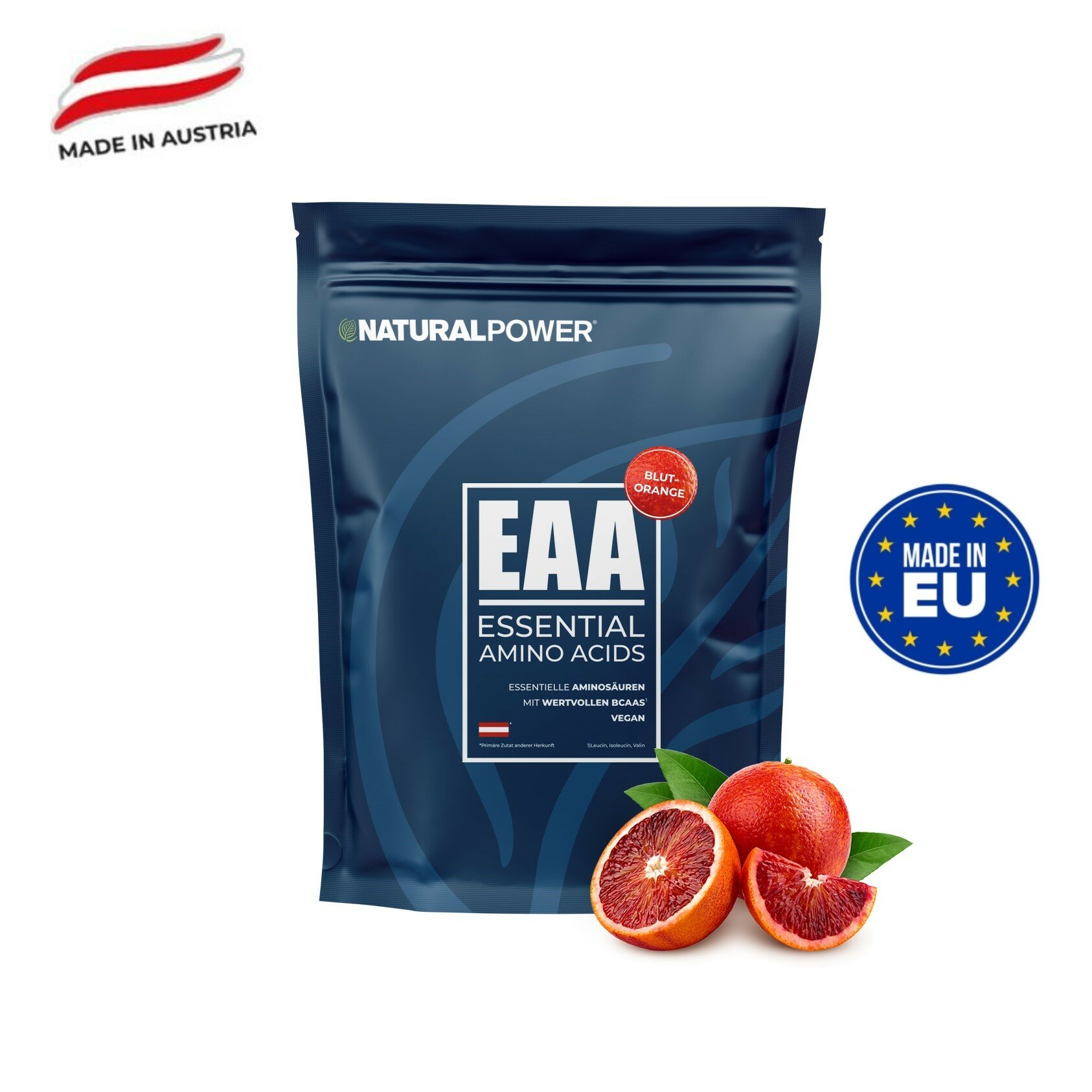 Аминокислоты EAA Natural Power 480г красный апельсин, Австрия