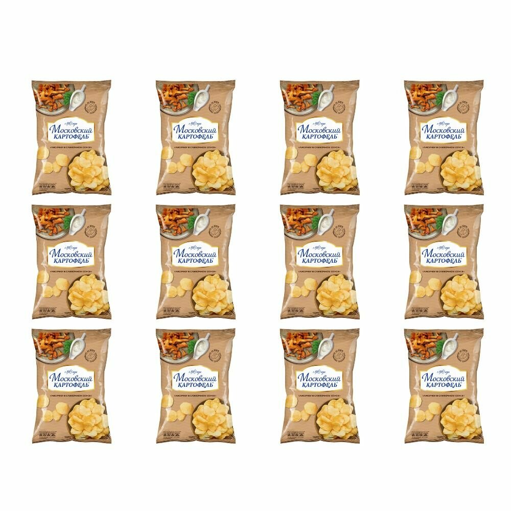 Московский Чипсы картофельные со вкусом Лисички в сливочном соусе, 60 гр, 12 пачек в коробке