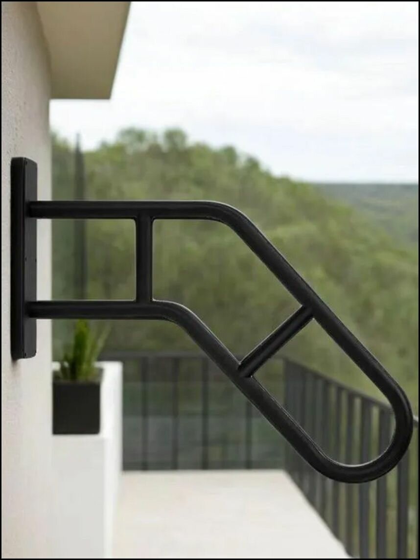 Входные перила металлические, Черный Поручень пристенный для пожилых людей