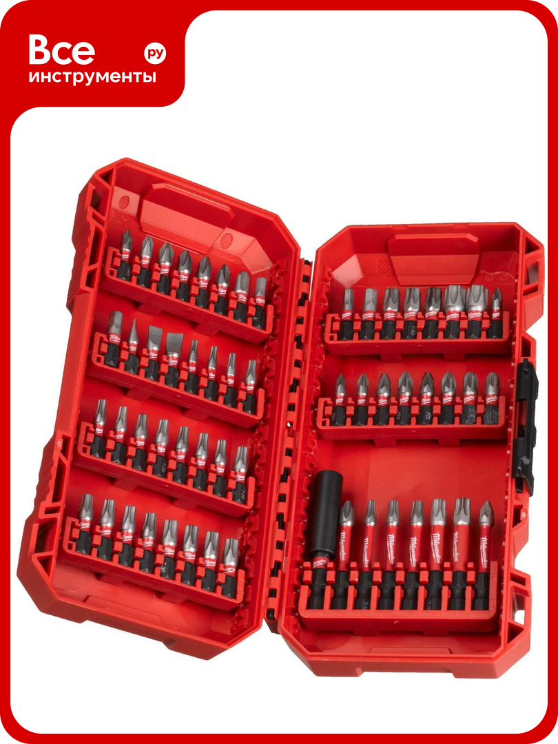 Биты SHOCKWAVE набор 56 предметов GEN III в пласт. кейсе Milwaukee 4932492006