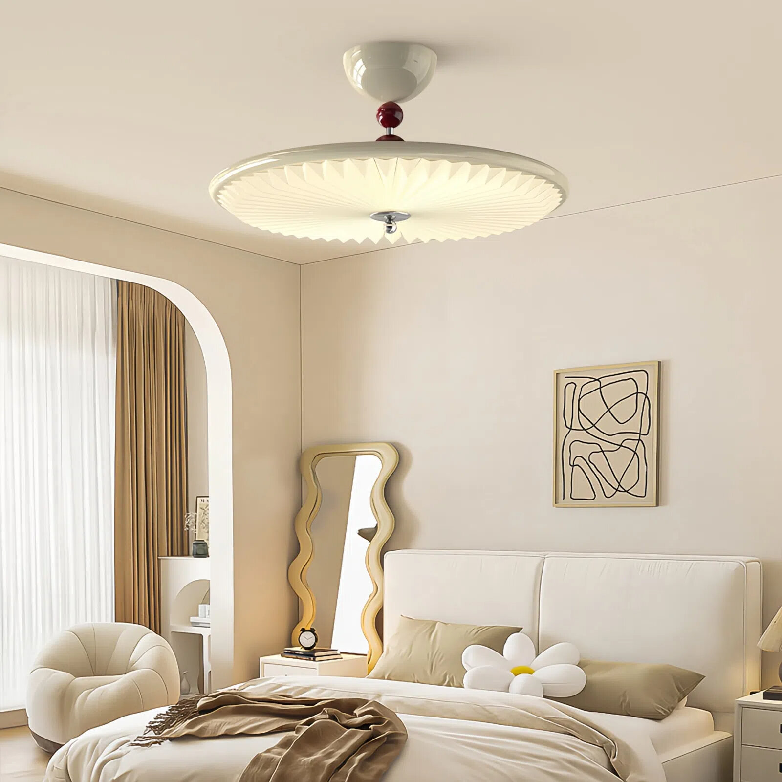 Светильник в стиле ваби-саби, винтажный дизайн, текстурированный абажур, круглый, для главной спальни, ретро