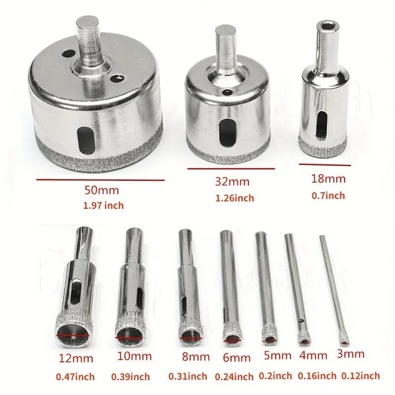 STONEGO Алмазные сверла для плитки 10 шт. 3мм-50мм