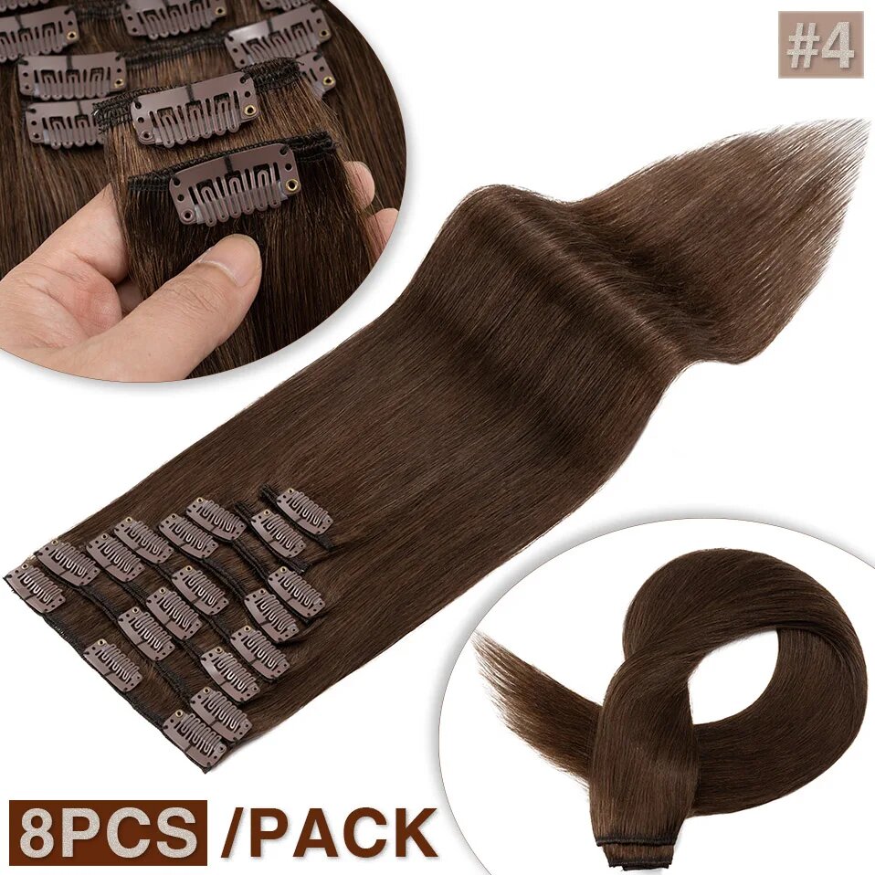 S-noilite натуральные волосы для наращивания тонкие прямые 8-24", 8 шт. 4, 12inch 55g