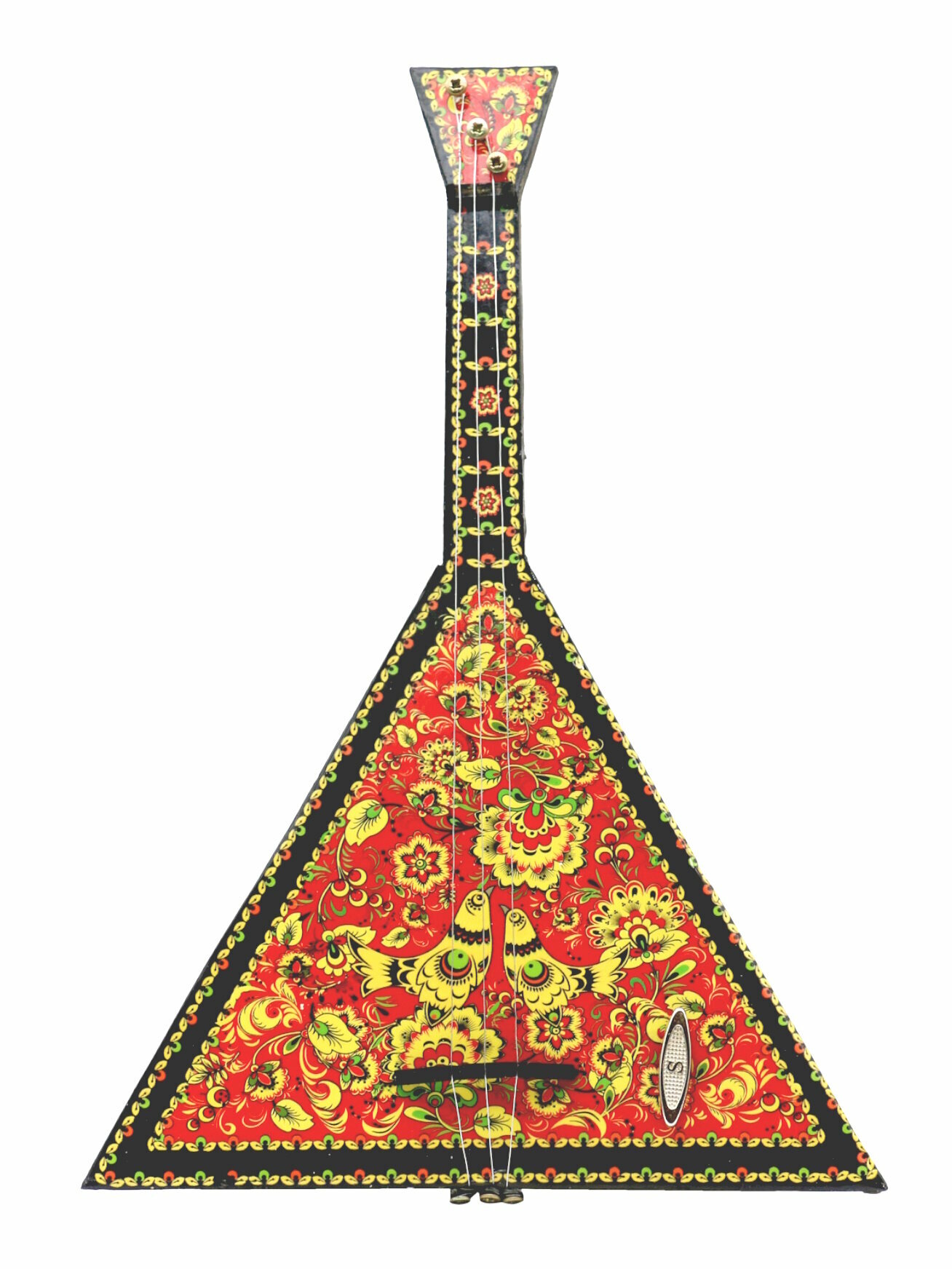 Балалайка Русский узор, красная, с музыкальной шарманкой (28694)