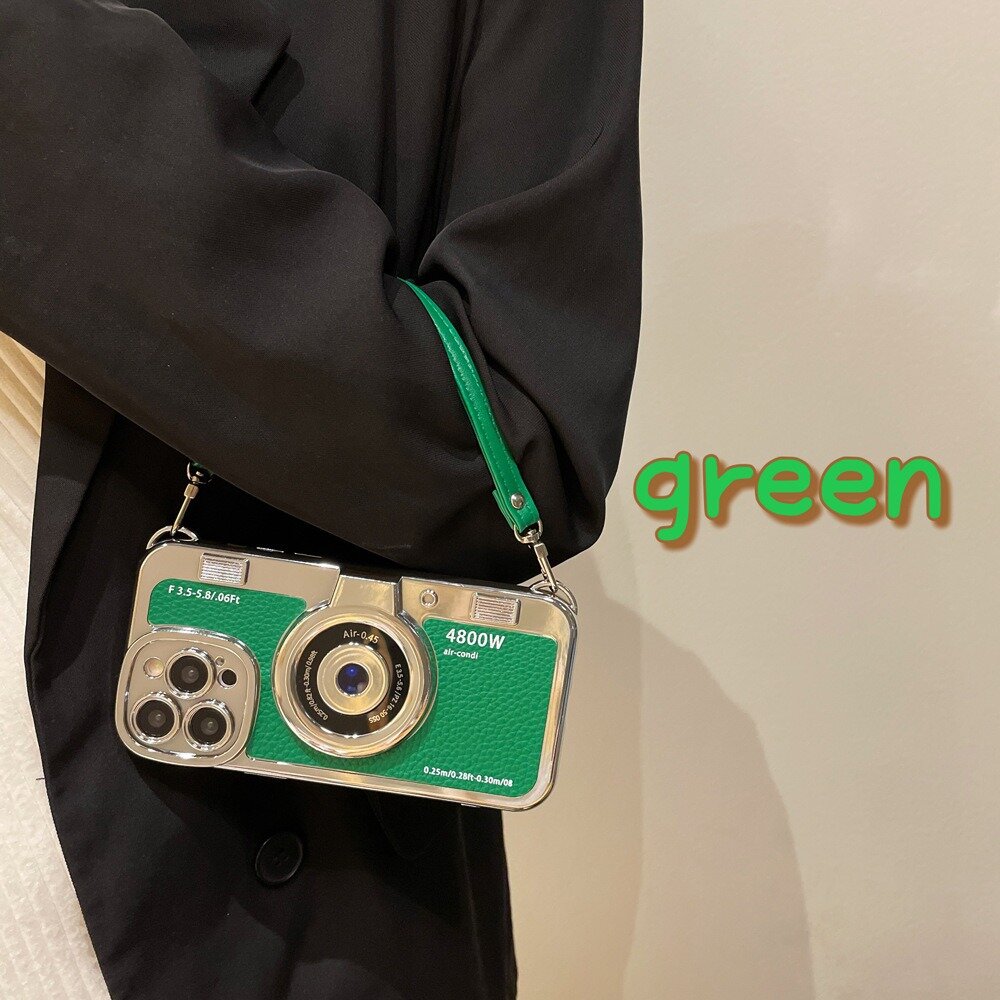 Чехол на iPhone 15 / 14 / 13 / 16 – в виде камеры, с ручкой, стильный, противоударный, креативный дизайн