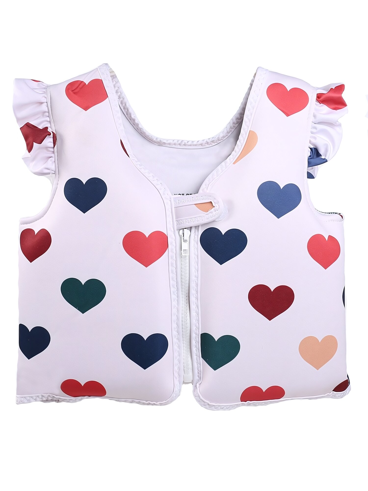 Жилет для плавания детский ненадувной, для девочек, цвет белый с сердечками