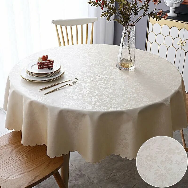 Скатерть Eifloy, 160 см x 160 см, полиуретан, водонепроницаемая, маслостойкая, жаккард