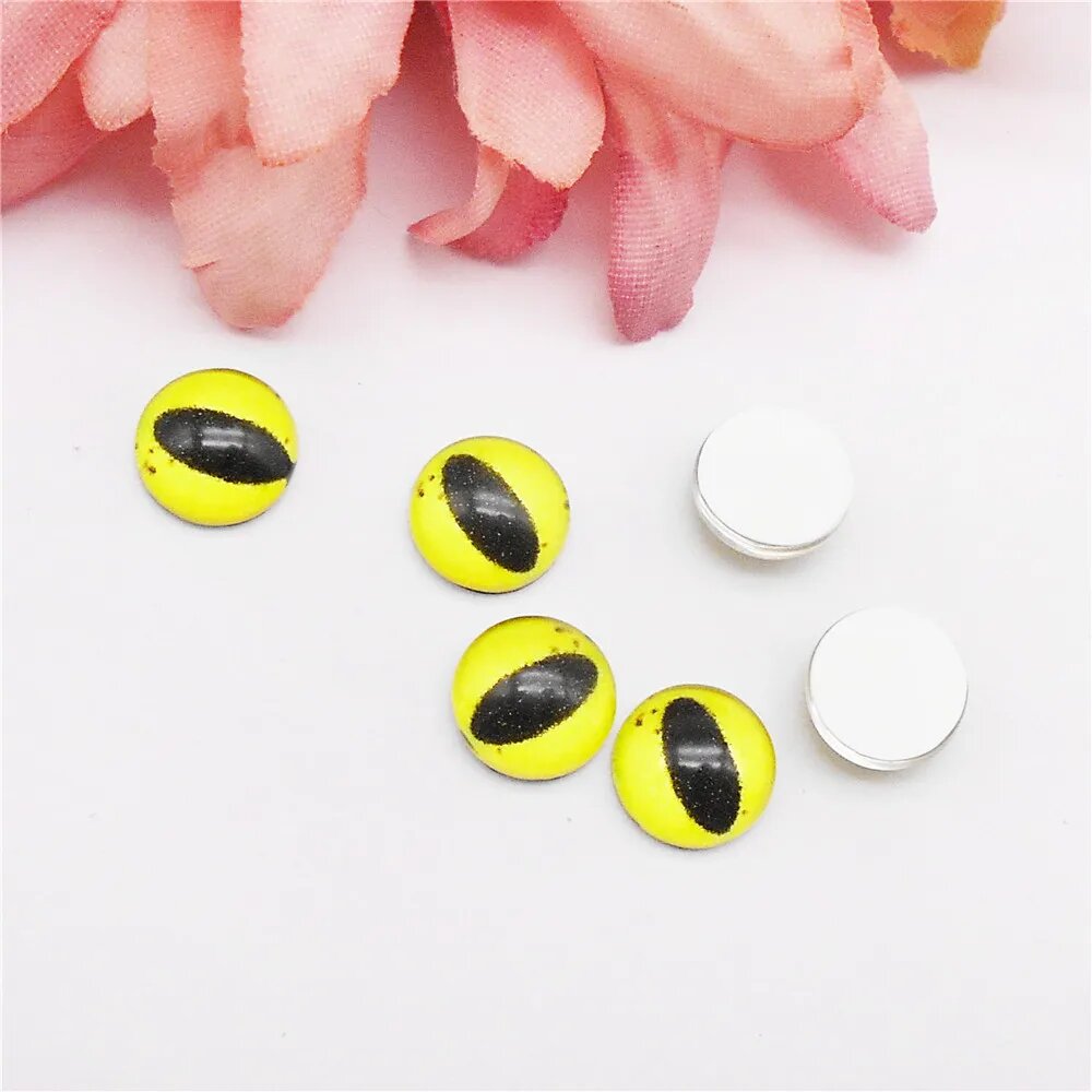 GraceAngie стеклянные кабошоны дракон кошачий глаз 6/8/10 мм 50 шт Желтый, 50PCS 6mm, Color 15