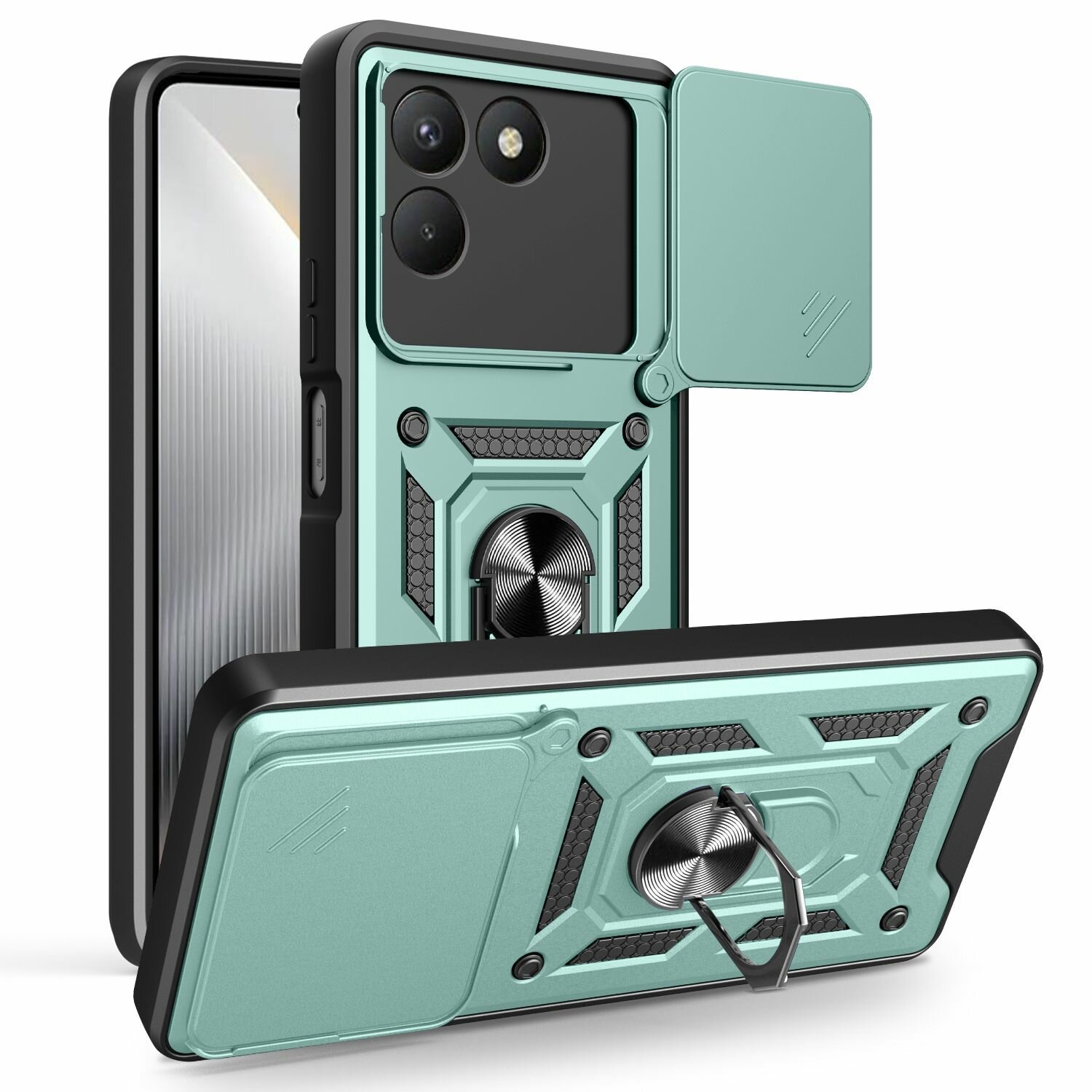 Чехол бронированный для Tecno Pova 7 Neo противоударный с защитой камеры