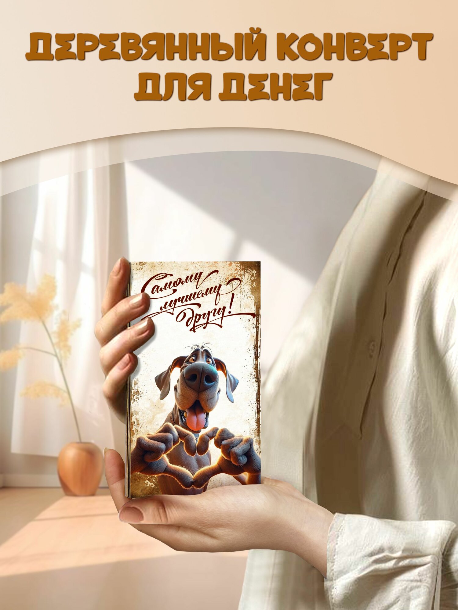 Универсальный свиток /Деревянный конверт для денег, Самому лучшему другу