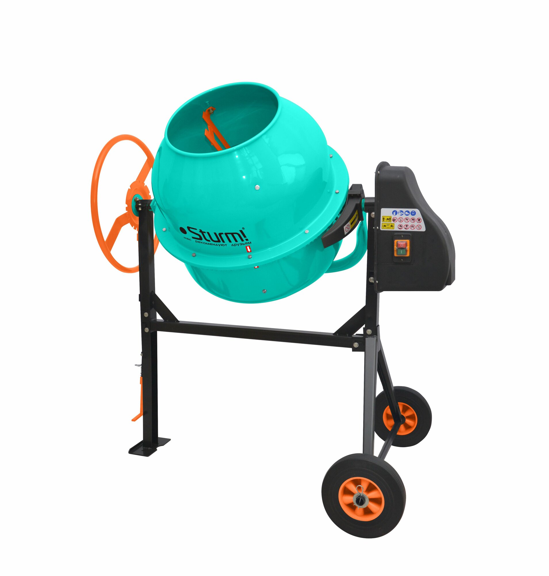 CM20261CI Бетономешалка Sturm! 1100Вт, 260л, чуг. венец Потребляемая мощность - 850 Вт Напряжение - 220 В Объем барабана - 260 л