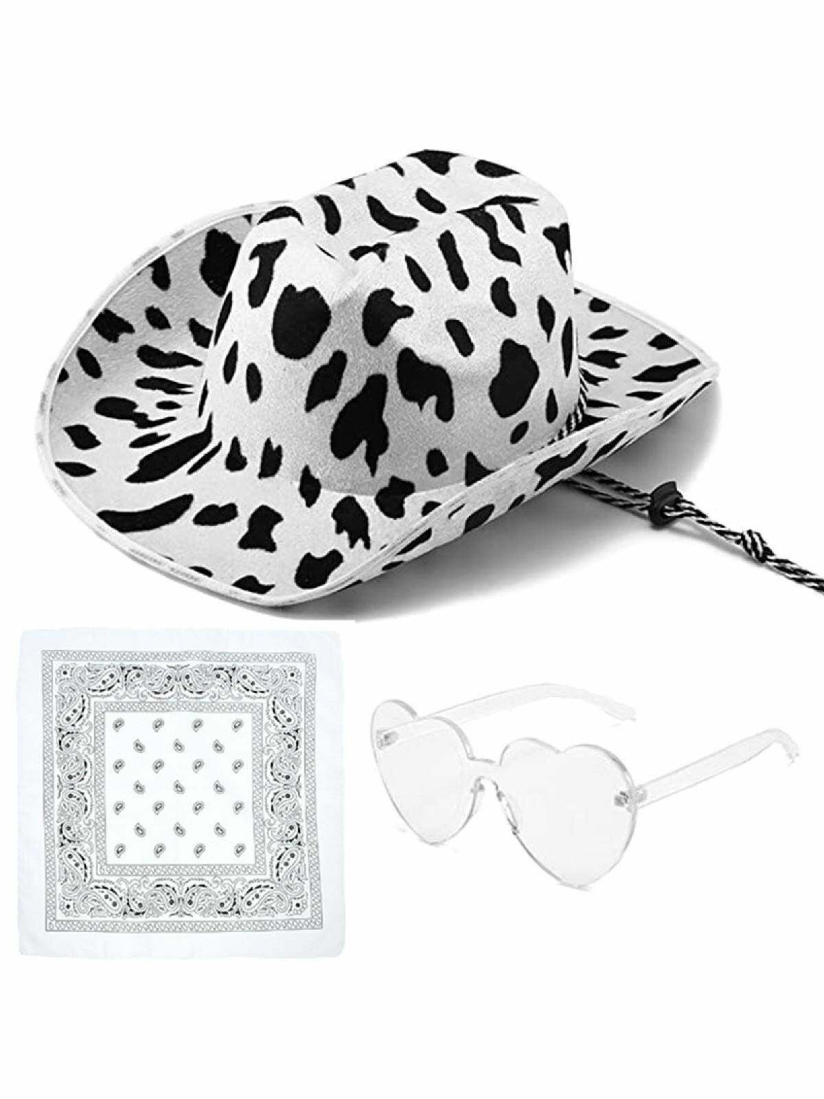 Ковбойская шляпа с банданой и очками, Белый