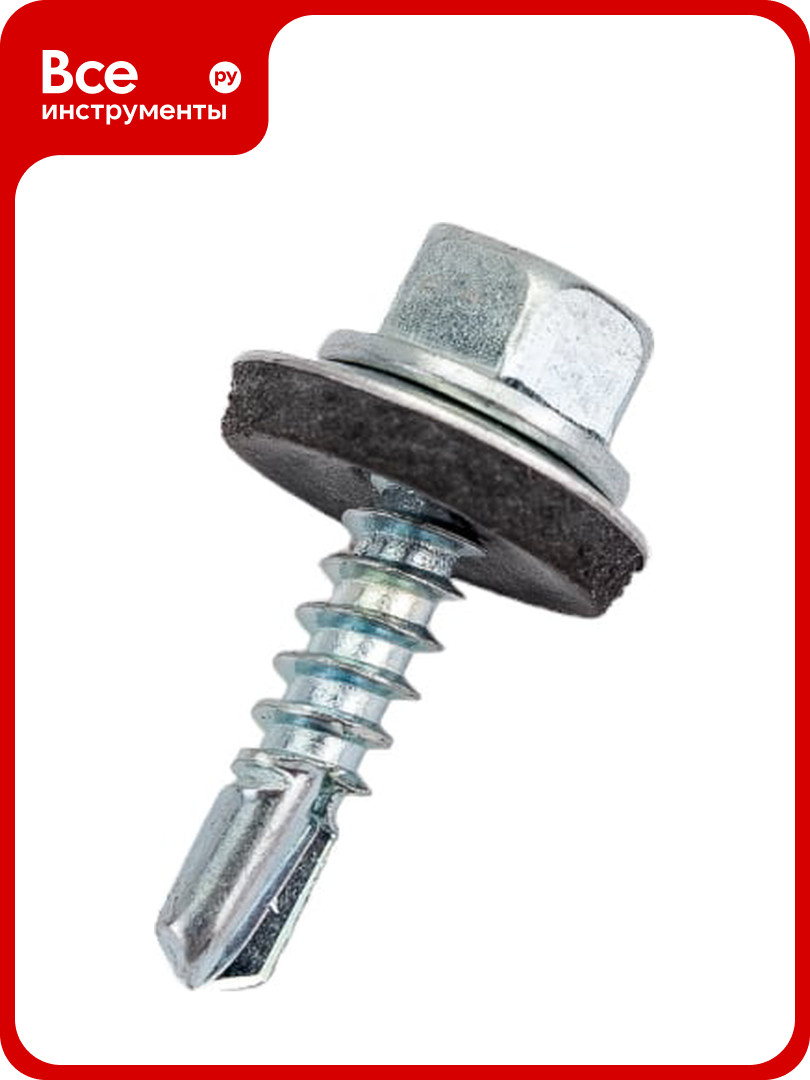 Кровельный саморез STARFIX 4,8x19 мм, цинк, шайба с прокладкой, PT3, 250 шт. SMC2-74097-250, 6 мм, шестигранная головка