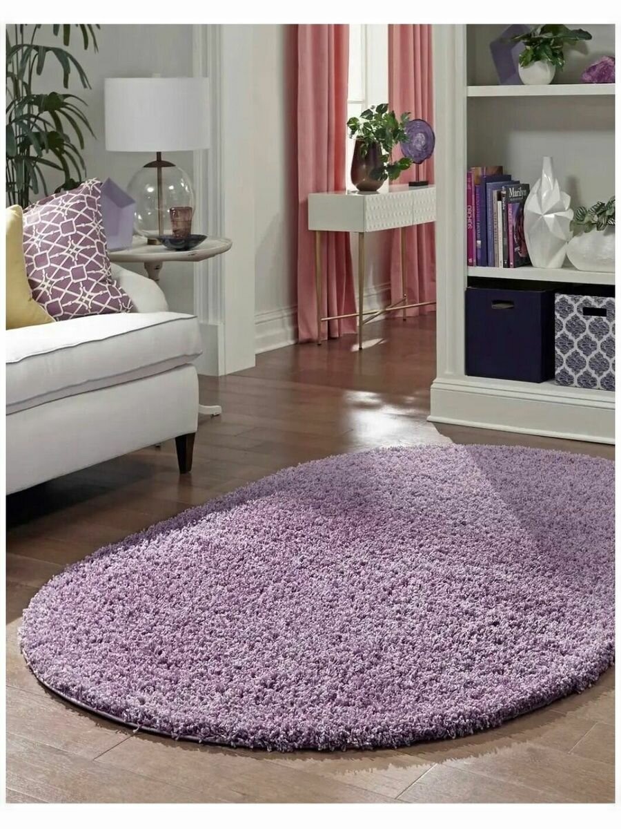 Ковер овальный Розовый 0.5 х 1 м мягкий, пушистый, с высоким ворсом, на пол для комнаты Белка Фьюжн 42809_49022