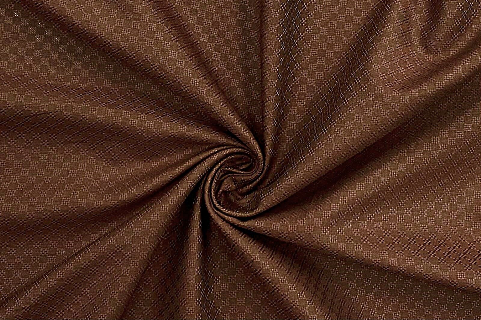 Ткань Хлопок-жаккард рубашечный Canclini, шашечки цвета молочного шоколада, ш152см, 0,5 м