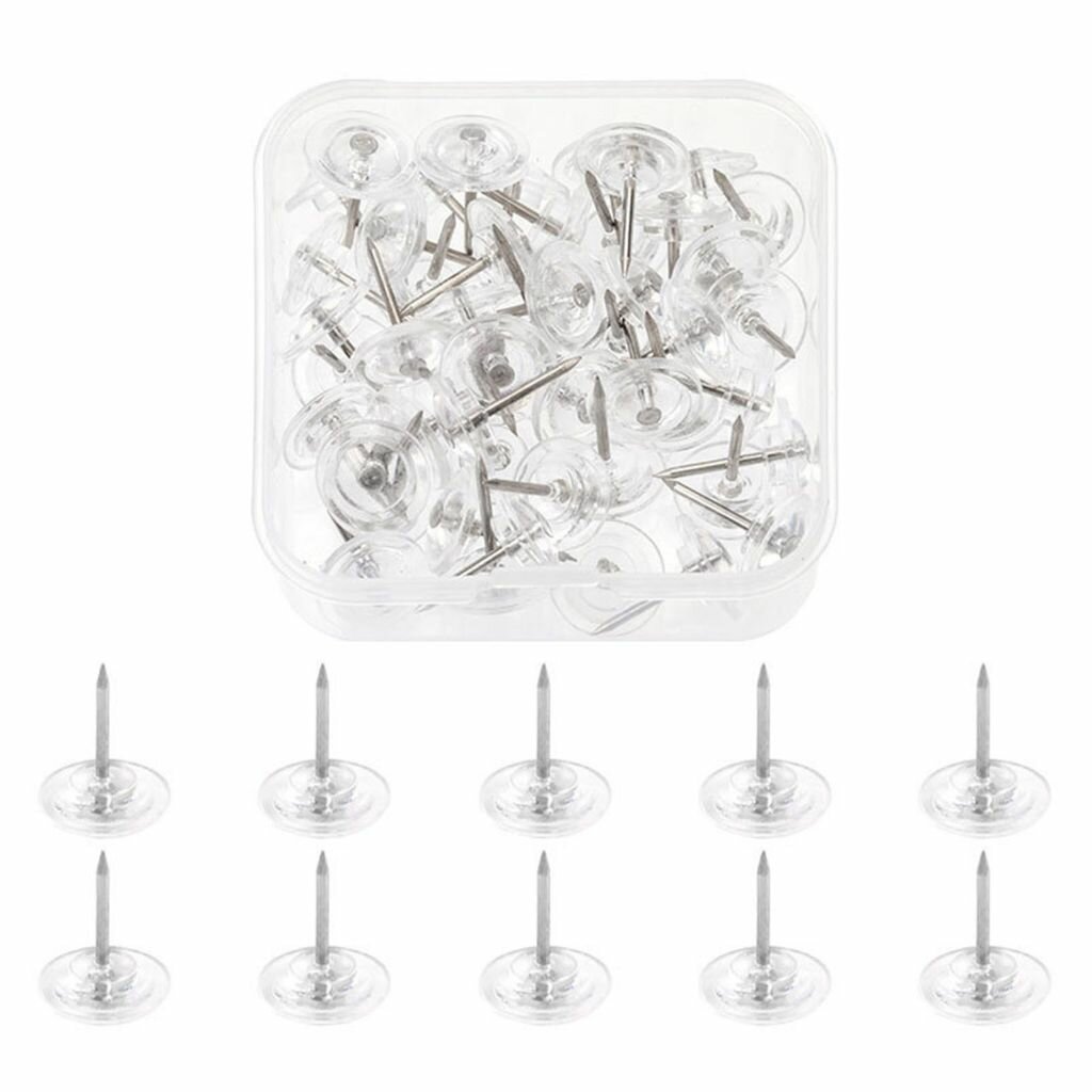 1 коробка по 50 шт, набор прозрачных кнопок-плоских круглых прозрачного цвета