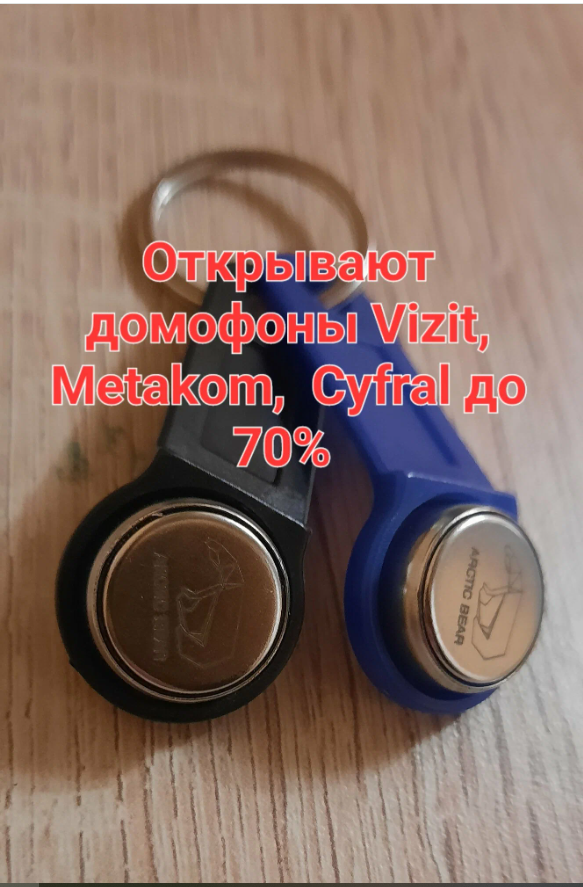 Универсальные домофонные ключи "Вездеходы" Rw1990, перезаписываемые, формат Dallas, металл/пластик, 2 шт