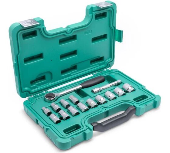 Набор торцевых головок SATA с принадлежностями,15 предметов, пластиковый кейс 09525