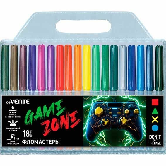 Фломастеры deVENTE "Gamer", 18 цветов, вентилируемый колпачок