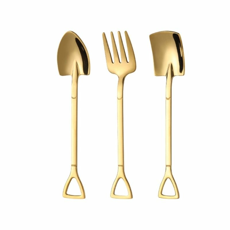 Набор из 3 предметов, лопаточка для арбуза нержавеющей стали-золотой