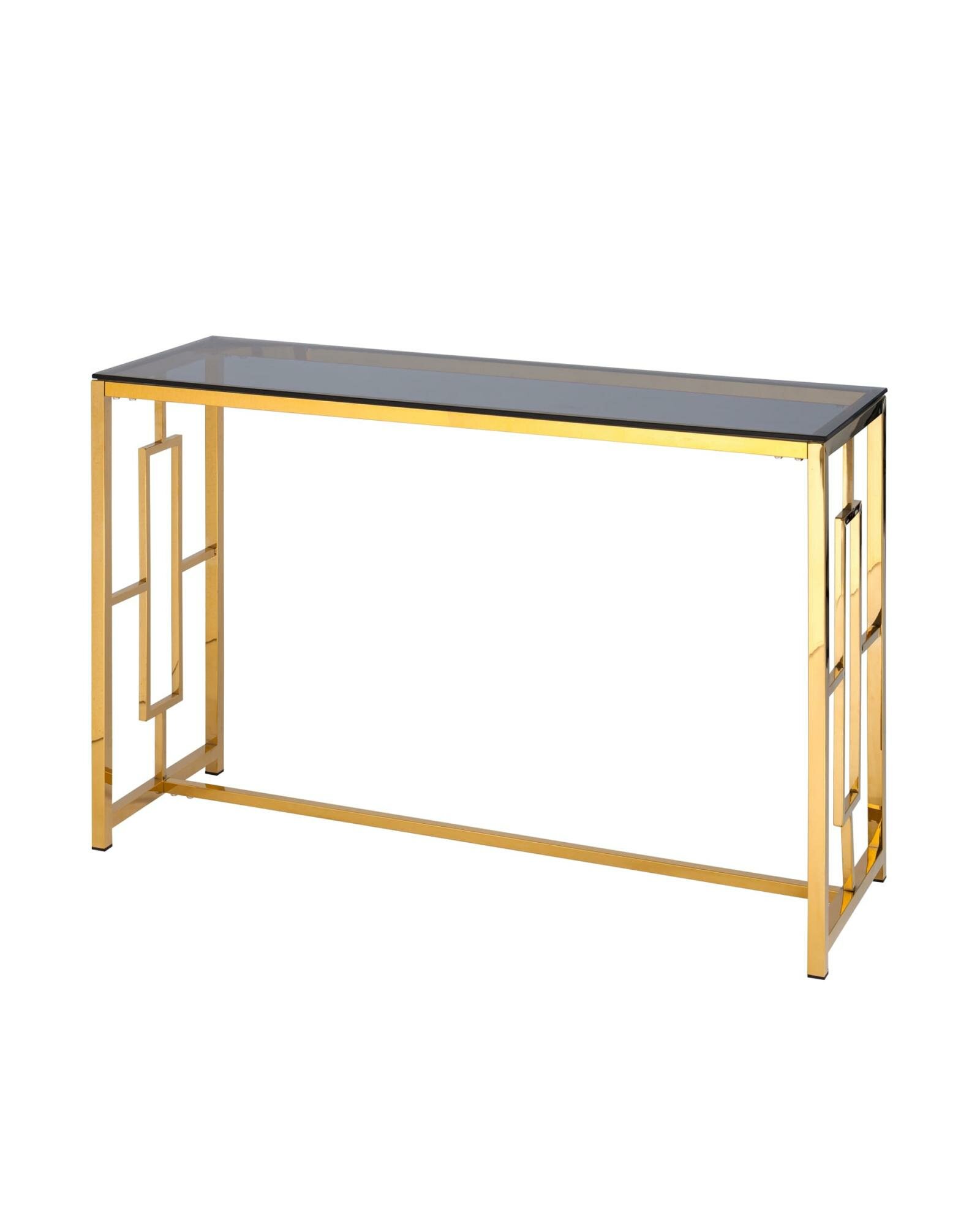 Стол-консоль бруклин 120*40 STOOL GROUP золотой, металл и стекло, прямоугольная столешница, ножки