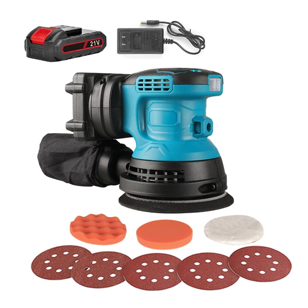 Беспроводная орбитальная шлифовальная машина с эргономичной ручкой и системой быстрой смены наждачной бумаги