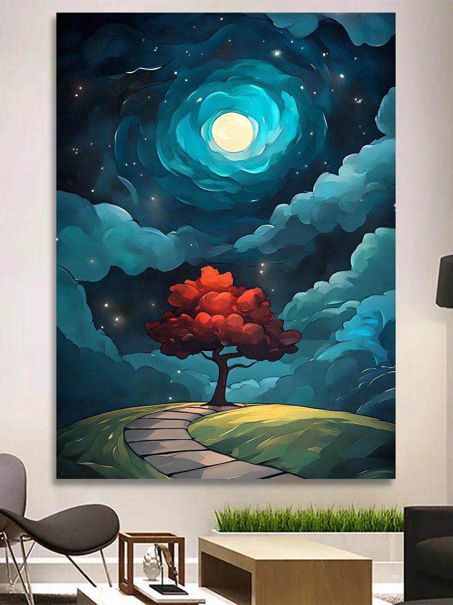 Картина / дерево, картина на холсте, пейзаж, 50х70 см.