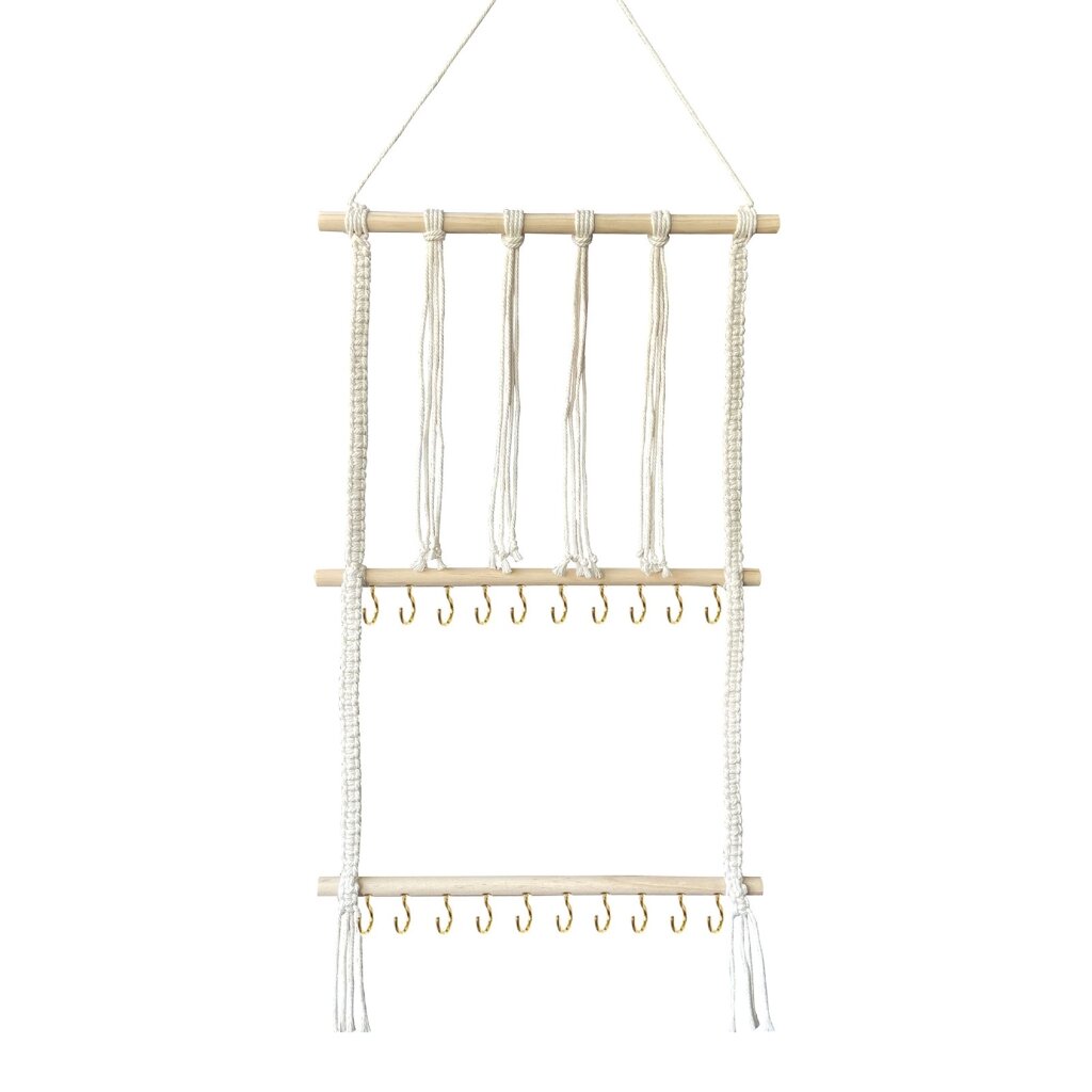 Вешалка-Органайзер Для Заколок для Волос, Настенный Гобелен с Бахромой для Детской Комнаты - Деревянный Держатель Для Хранения Шпилек с Прекрасной Деталью Кисточки