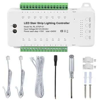 16 ступеней Led Stair Light Контроллер лестницы, с 2 датчиками движения PIR, для гибкой светодиодной ленты COB