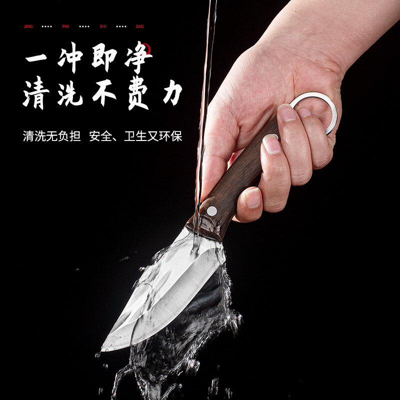 Монгольский нож Black, для мяса, нержавеющая сталь, посеребренный, серебристый