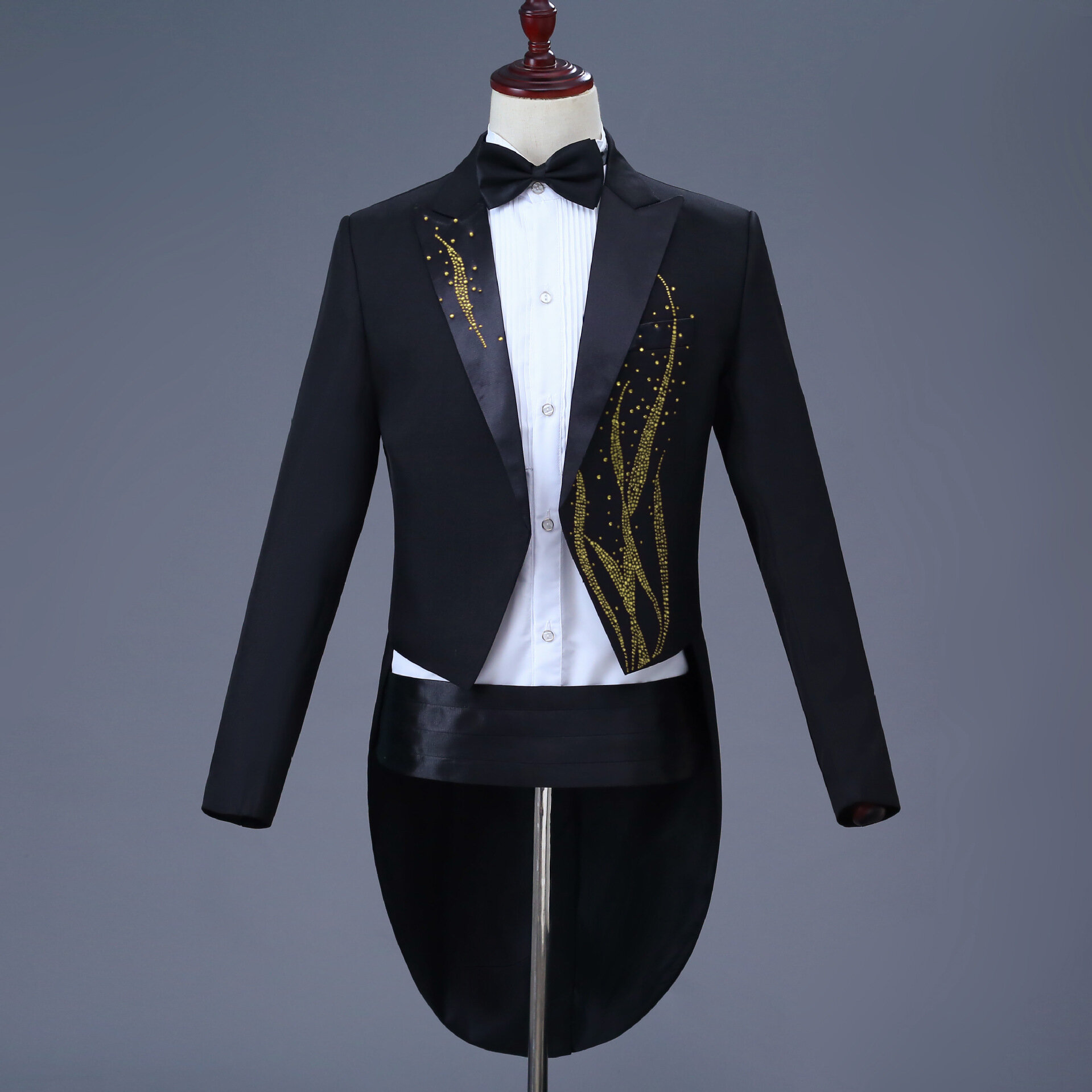 Костюм с бриллиантами, мужской, черный, XXXXL, рост 195, вес 220
