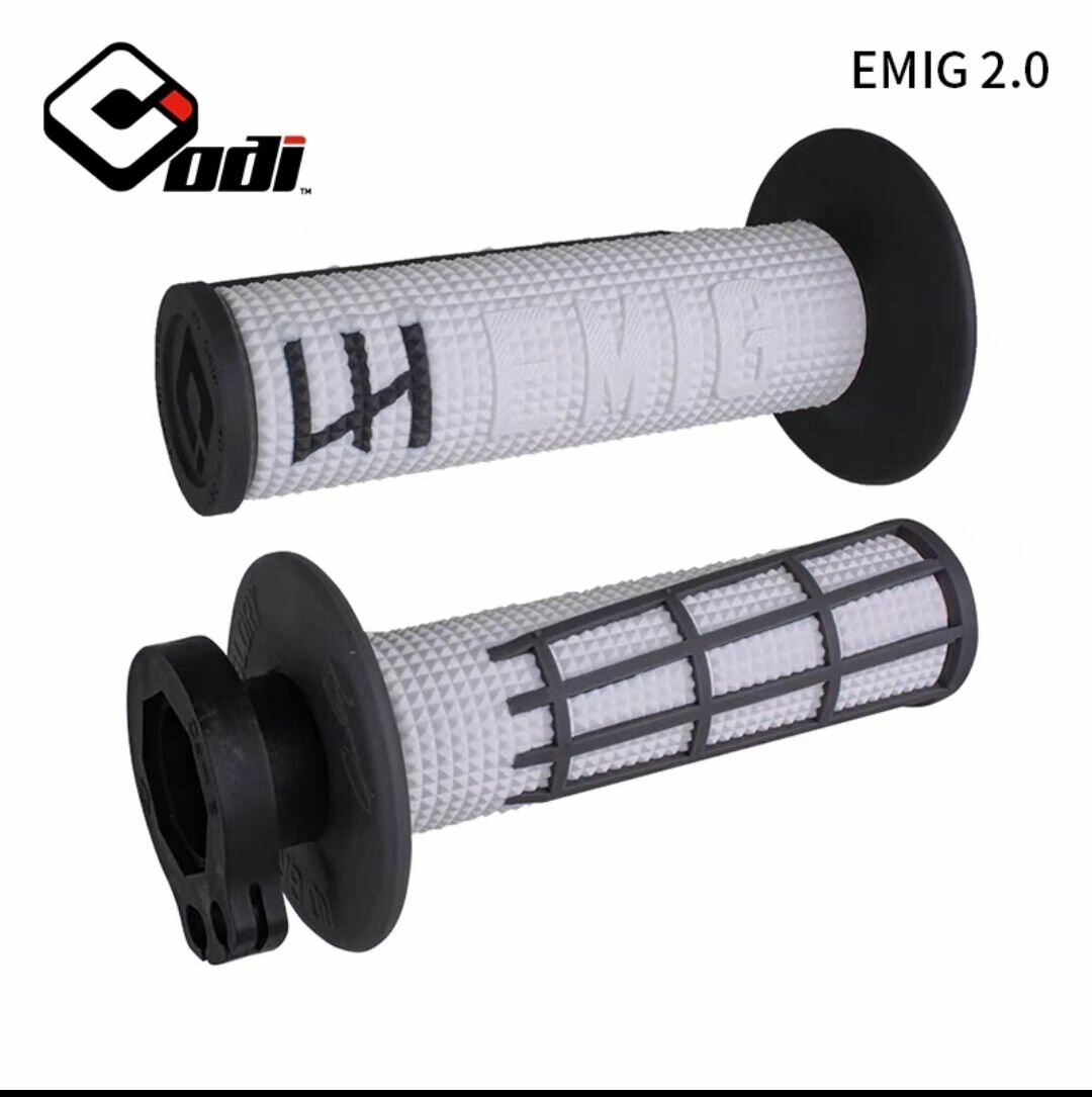 Грипсы ODI EMIG PRO V2.0 LOCK-ON GRIPS White-Black