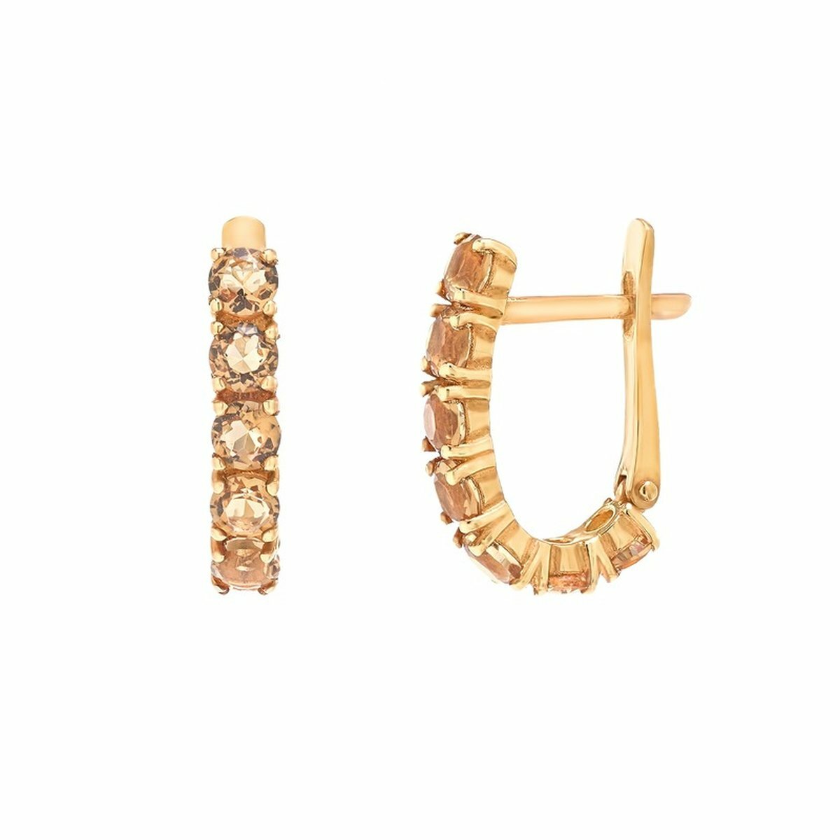 Серьги, серебро, 925 проба, цитрин