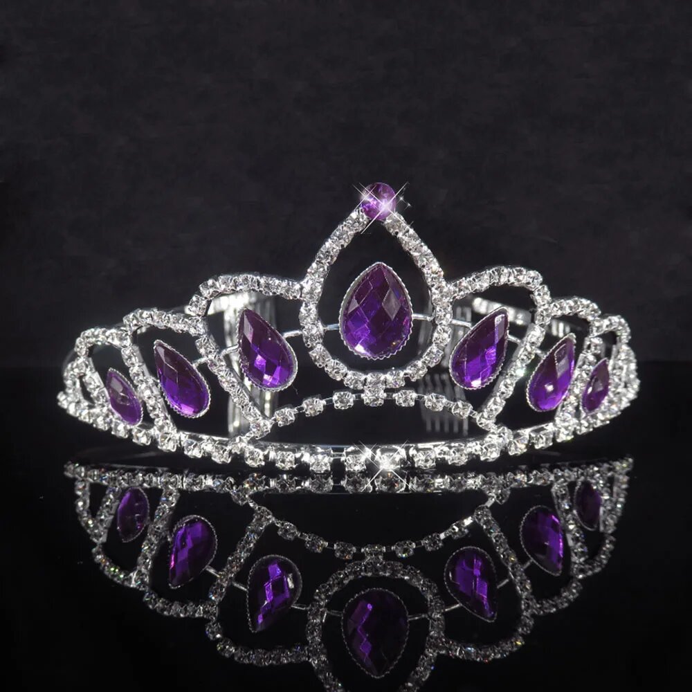 Тиара с фиолетовыми камнями, Metal color: 5