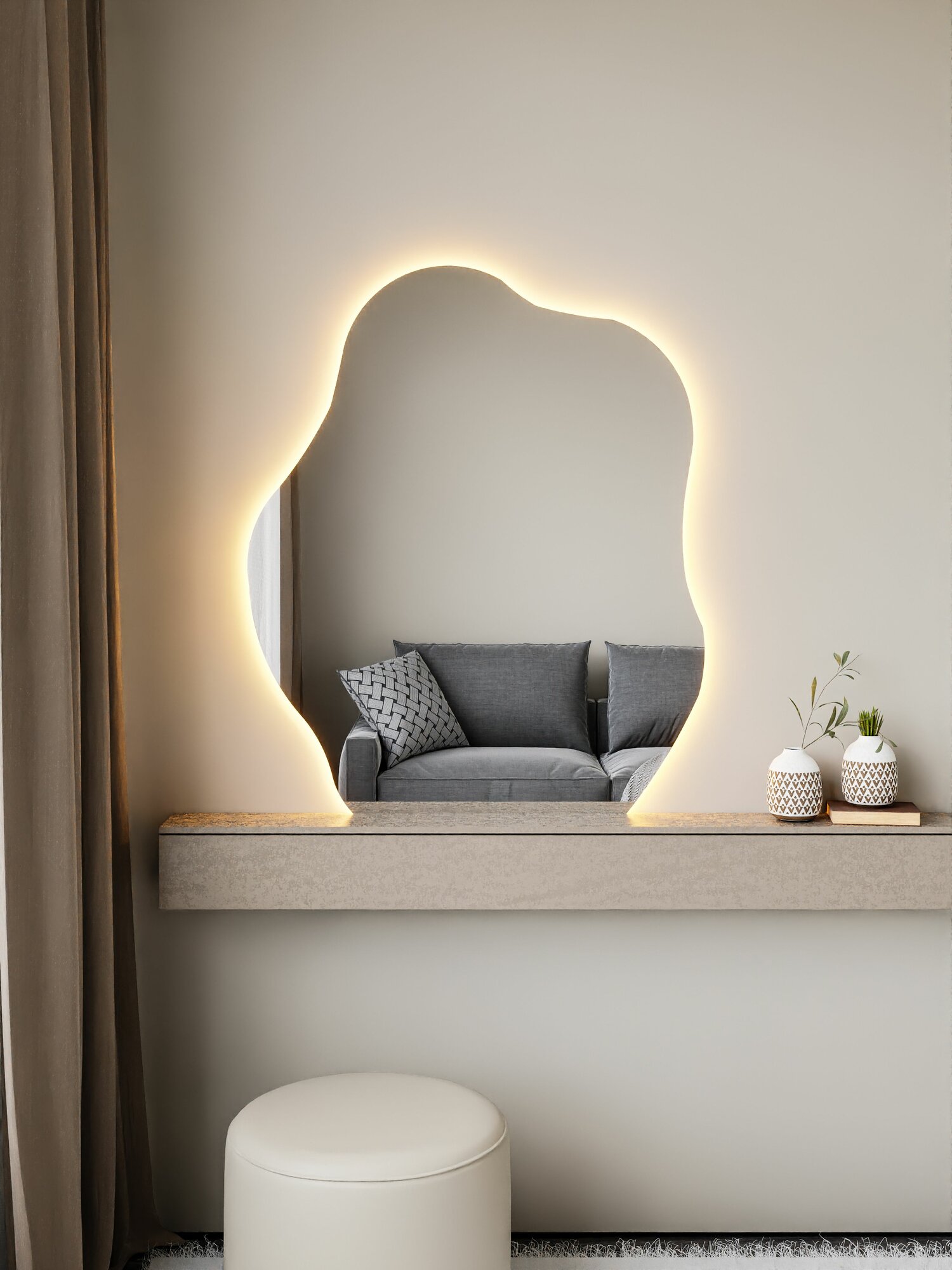 Зеркало настенное 100х90 см. BLX MIRROR М3 фигурное с подсветкой теплый свет 3000К