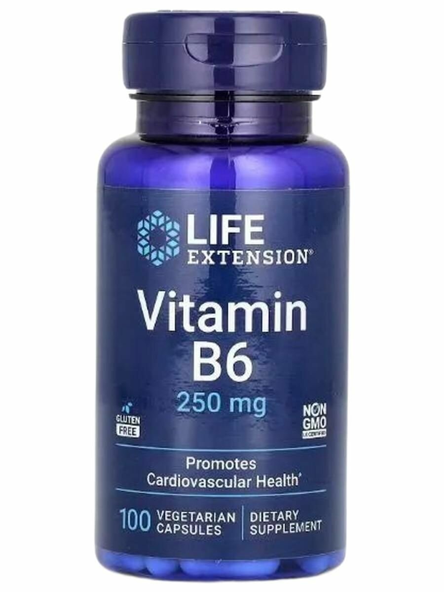 LIFE Extension Vitamin B6, Витамин В6 250 мг 100 капсул