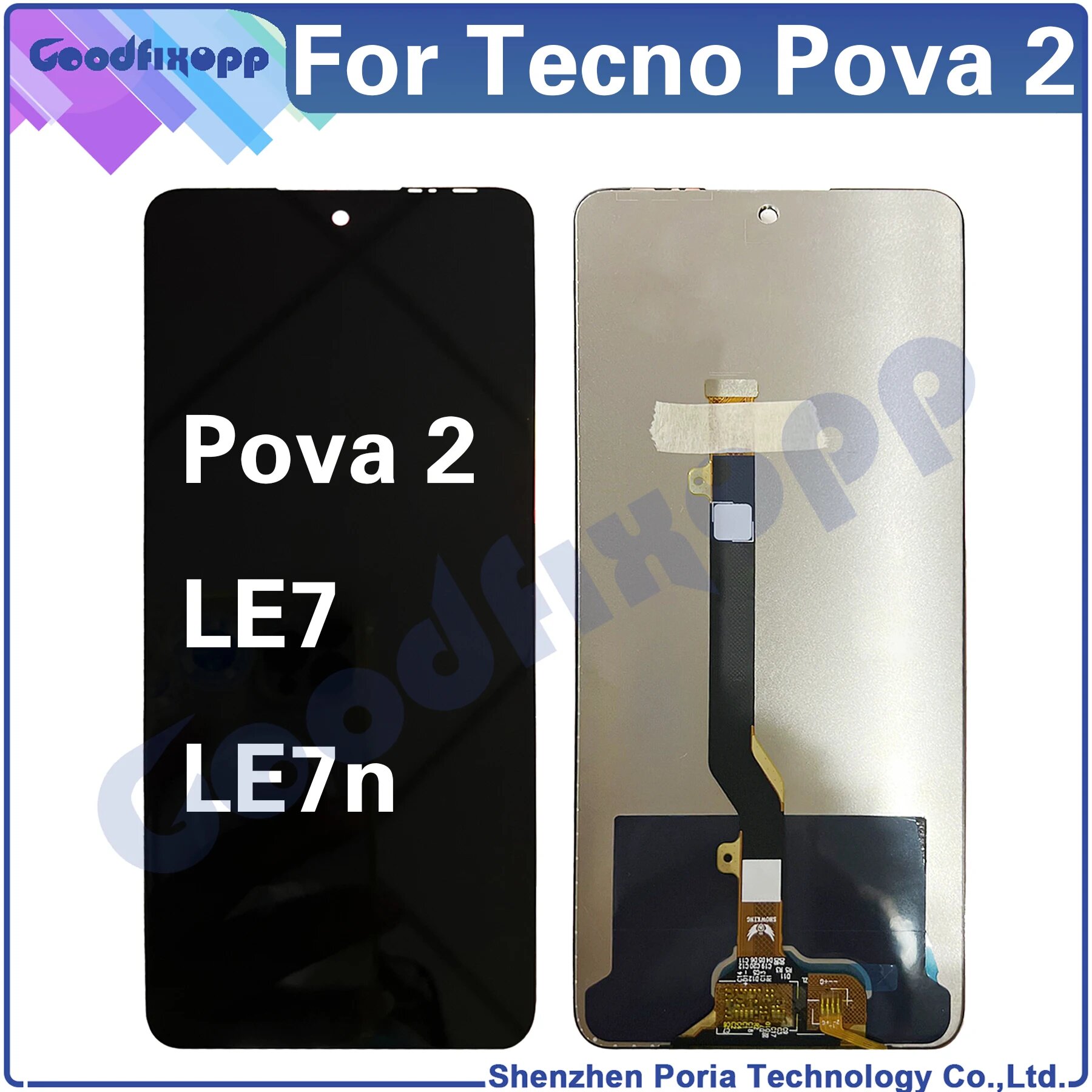 Для Tecno Pova 2 LE7 LE7n ЖК-дисплей, сменный преобразователь сенсорного экрана в сборе