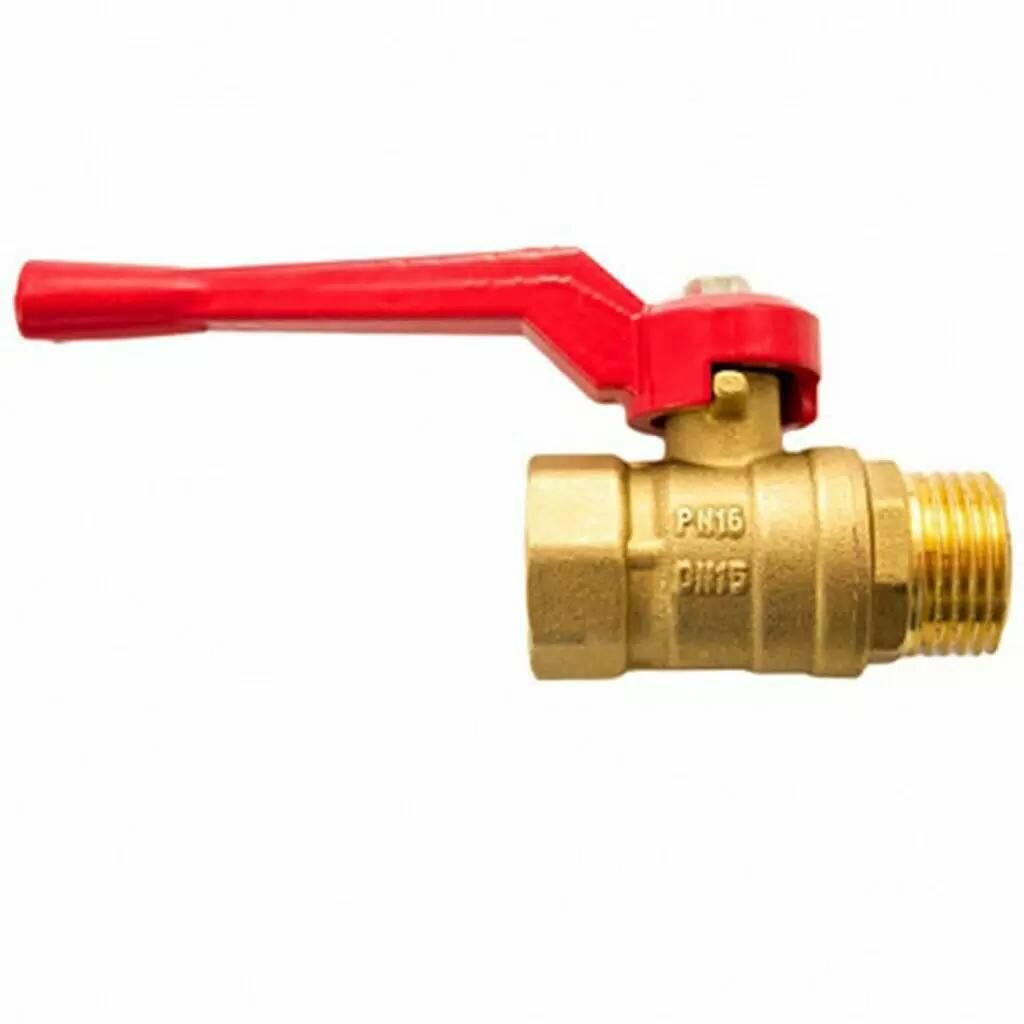 Кран для воды КНР 1 дюйм, 1/4 дюйма, г-ш, ручка, латунь