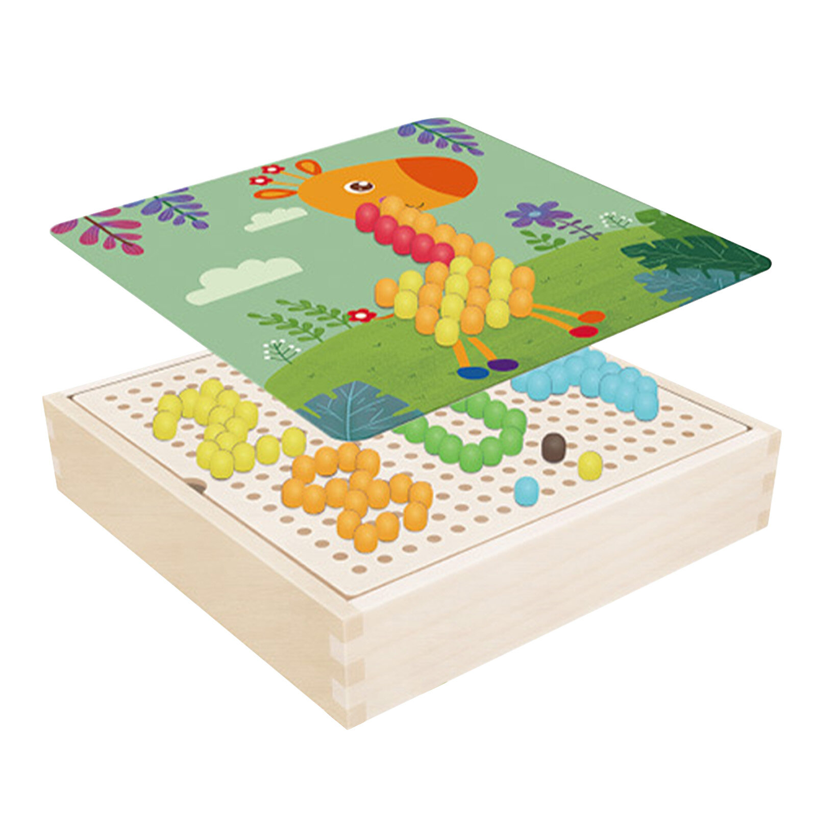 Игрушка Грибы на деревянной доске : раннее развитие, воображение, красочная игра в лесу