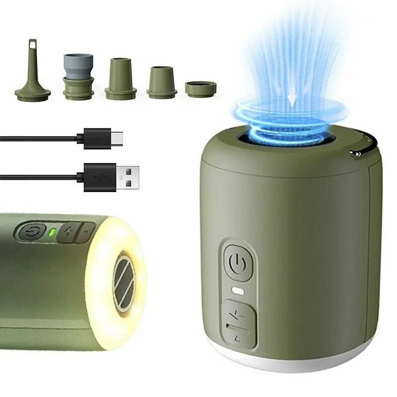 Мини Насос электрический 4-в-1 для бассейнов, матрацев, надувной мебели, Беспроводная Насос, с Функцией Фонарь И Вакуумирования, 180л/мин, 1600 мАч, 102г ультралегкий