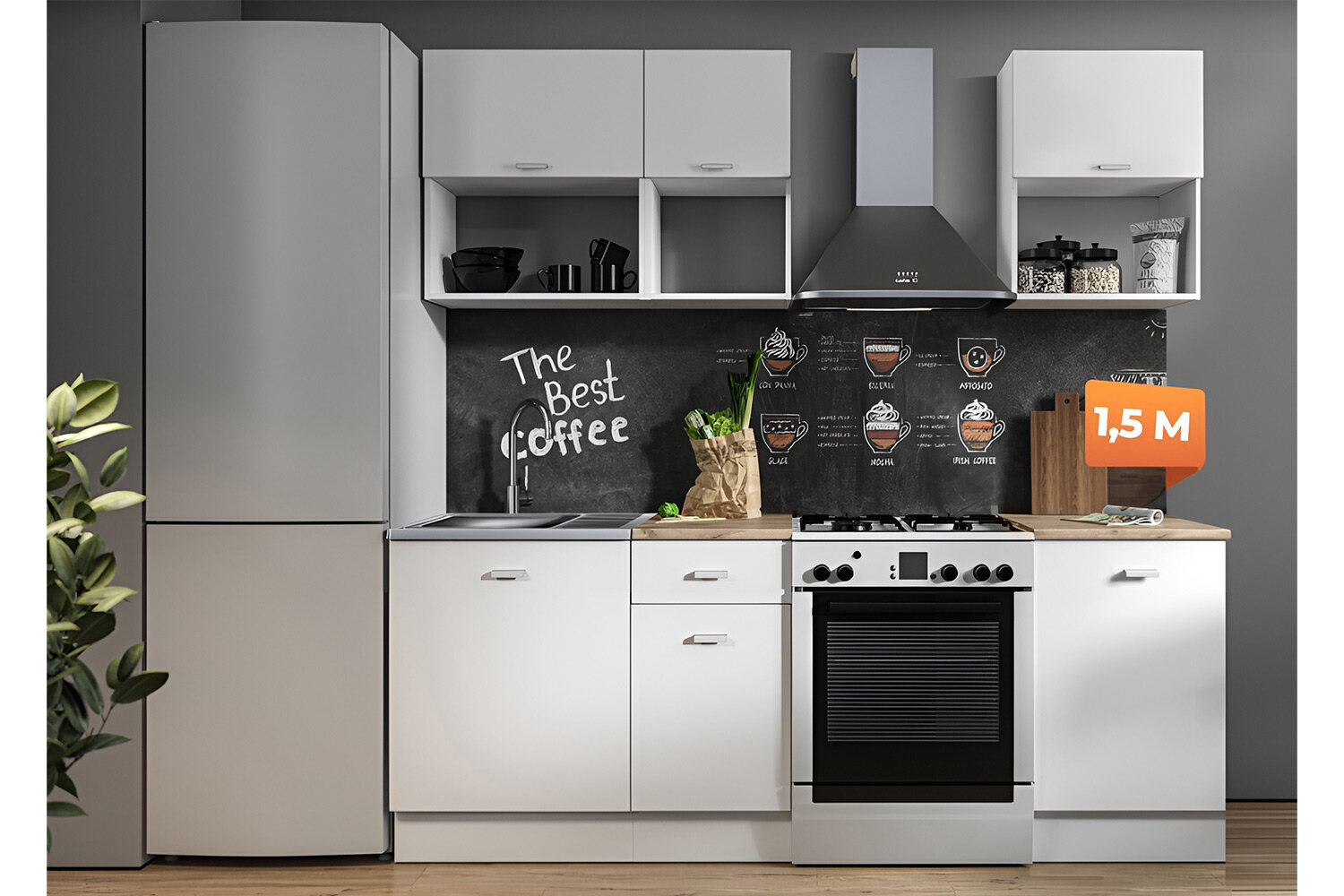 Кухня империал изида, 150х214х60 см, ЛДСП, c возможностью дополнения модулями, цвет белый