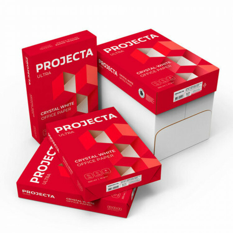 Бумага офисная А4, 80 г/м2, 500 л, марка А, PROJECTA ULTRA, 162% (CIE)