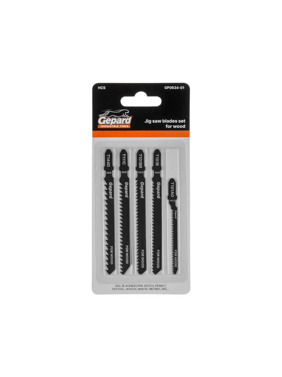 Пилка для электрического лобзика GEPARD по дереву набор 5 штук (GP0634-01)