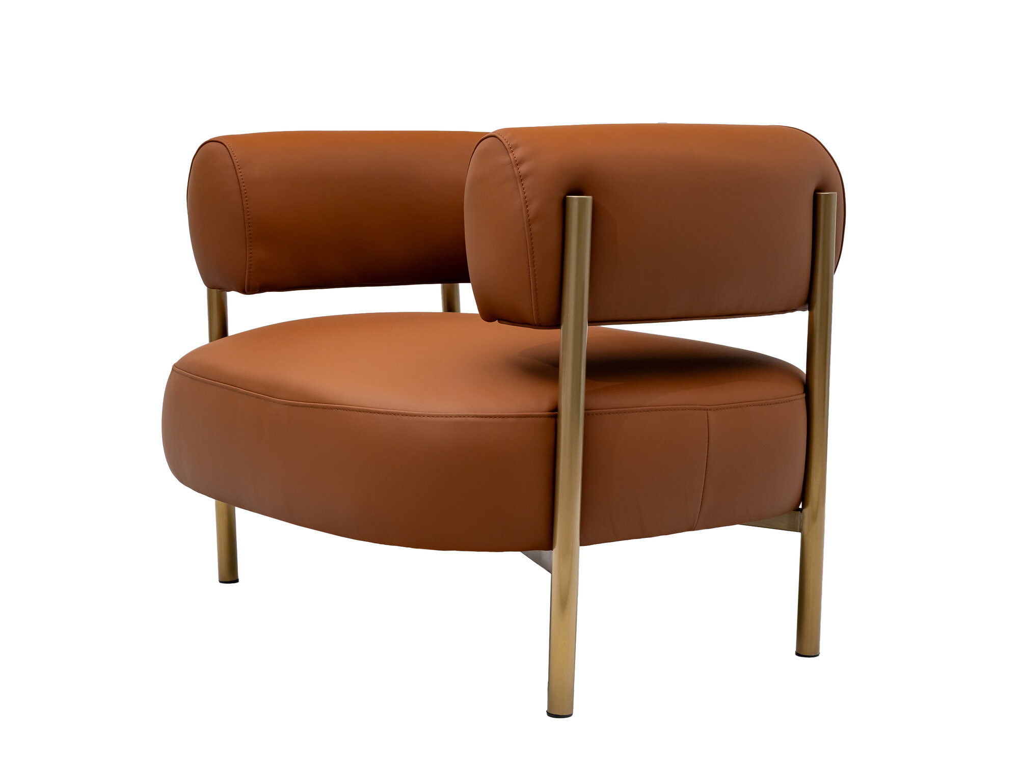 Кресло Фресно 80 см, натуральная кожа терракота, Каркас - березовая фанера, Наполнитель - ППУ, Пружины, Ножки -