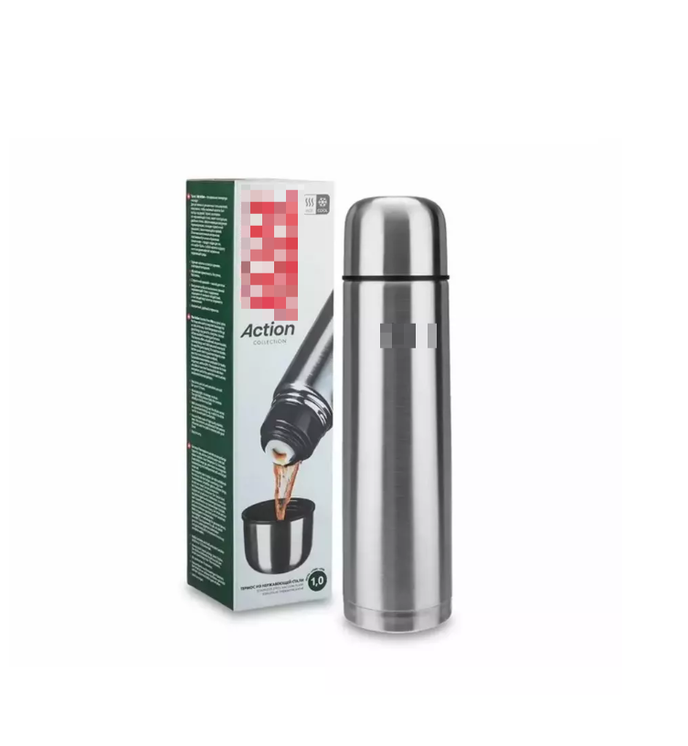 Термос "Охота", нержавеющая сталь, вакуумный, кнопка-клапан 1 л