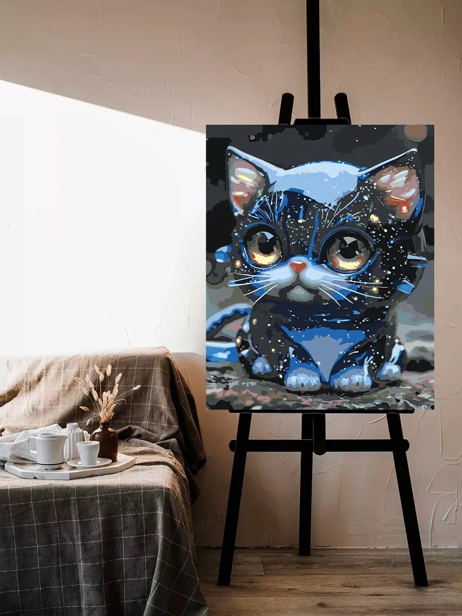 Картина по номерам Котик в Звездах Абстракция Животное