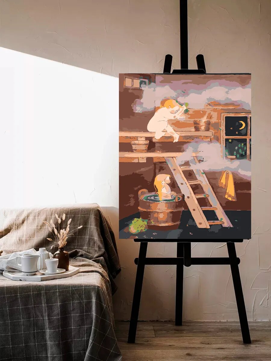 Картина по номерам Русская Баня Парилка Веник Сауна