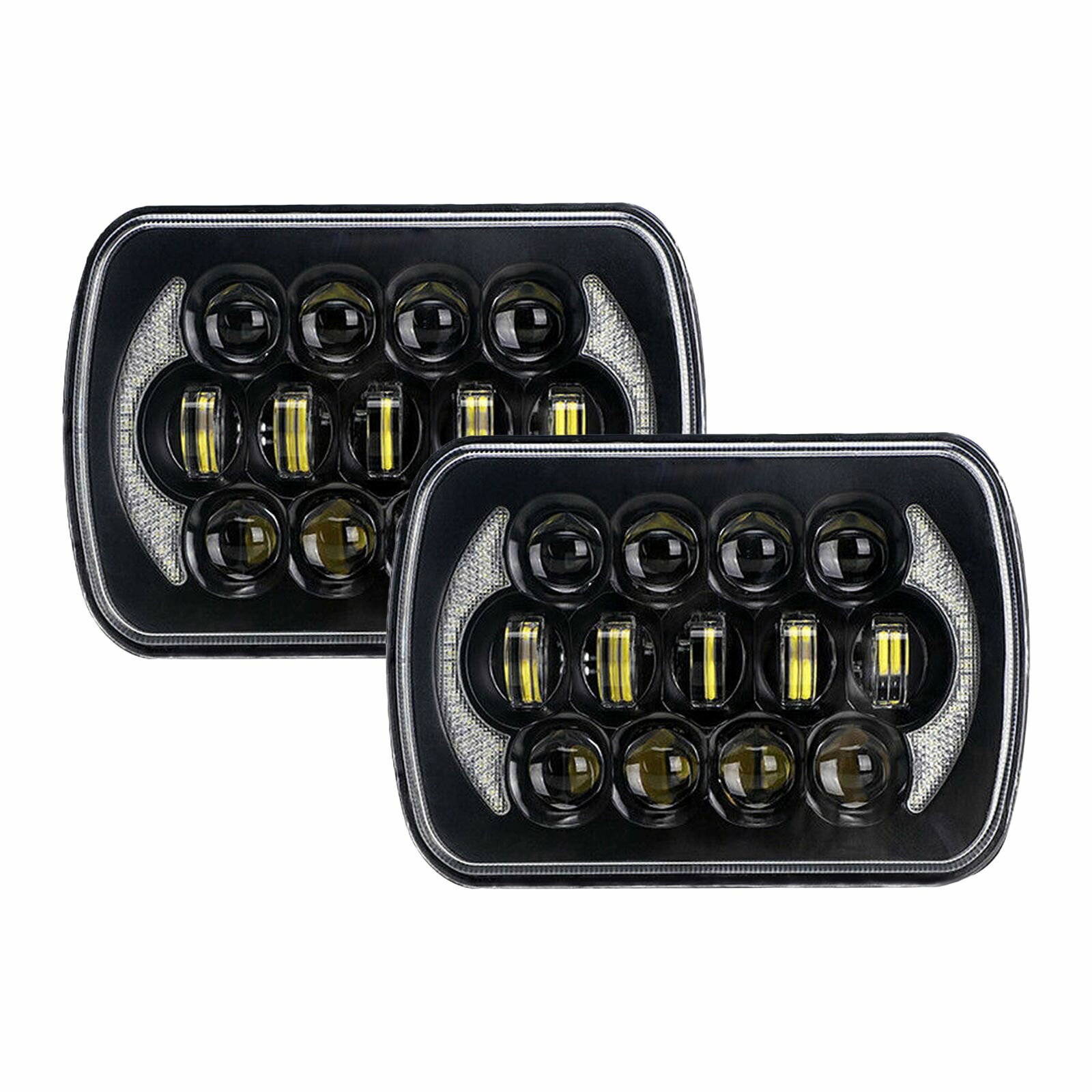 2 шт. LED фары 7x6 5x7 дюймов 200 Вт с DRL для Jeep Wrangler YJ Cherokee XJ